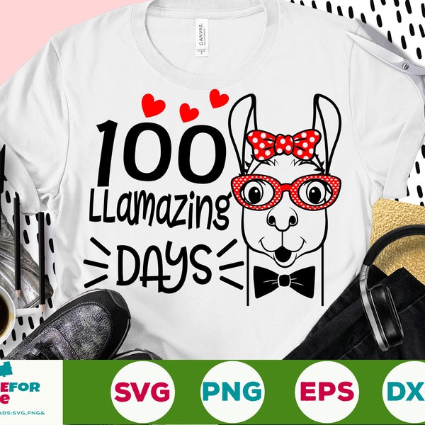 100th Days of School With Llama Svg - Etsy