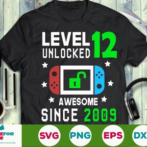 Level 12 Unlocked SVG 12th Birthday Boy Gamer 12 Years Old - Etsy