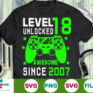 Level 18 Unlocked SVG 18th Birthday Boy Gamer 18 Years Old Computer ...