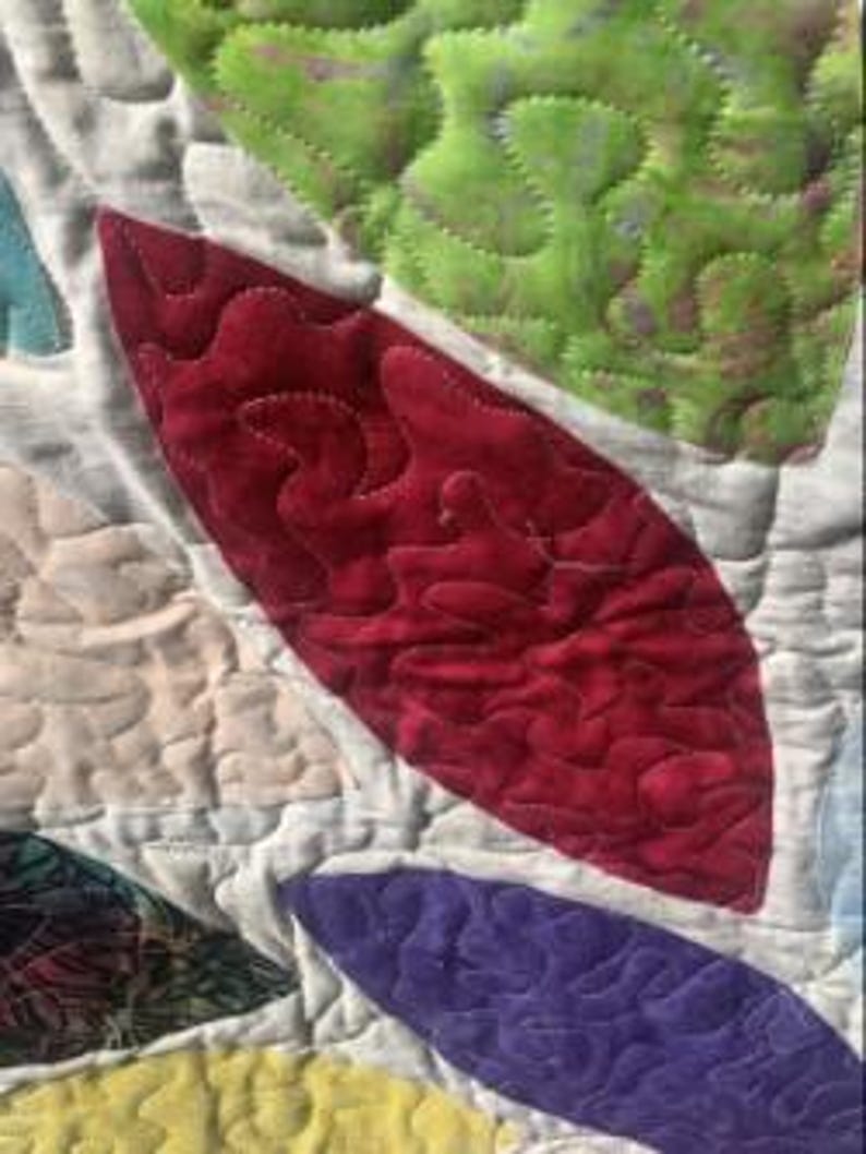Flower Petal Quilt With Batiks, Gray Border - Etsy