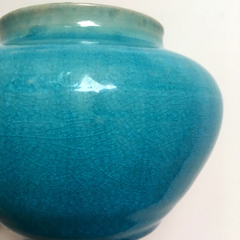Pisgah Forest Pottery Vase Collectible Vintage Hand Thrown Turquoise ...