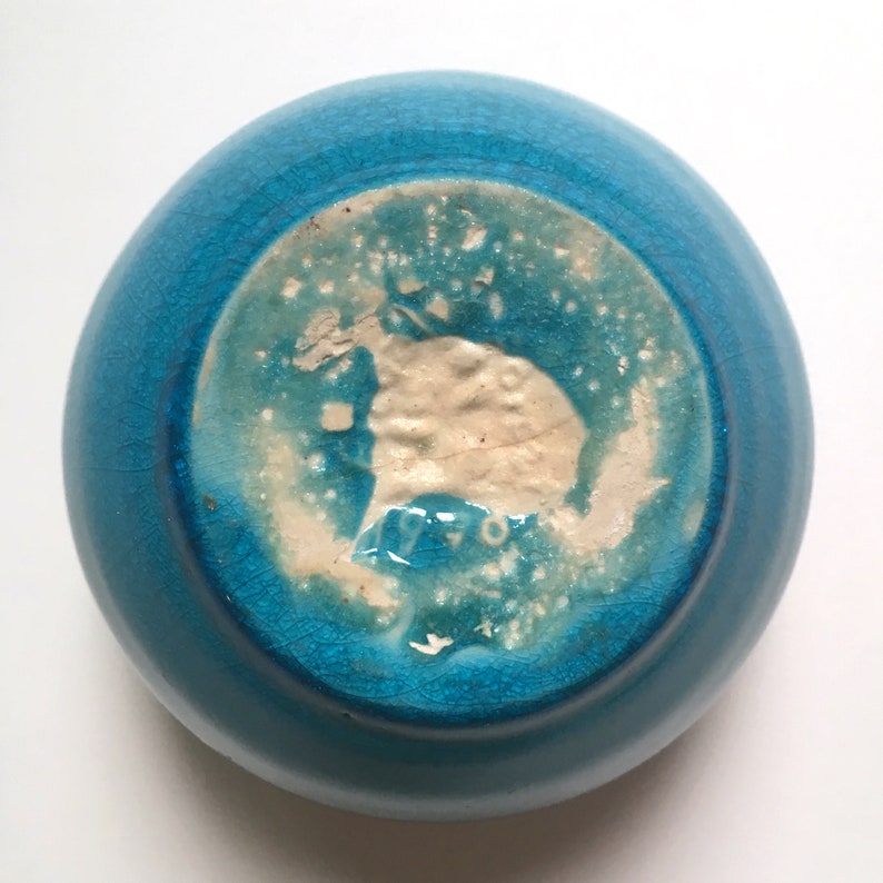 Pisgah Forest Pottery Vase Collectible Vintage Hand Thrown Turquoise ...