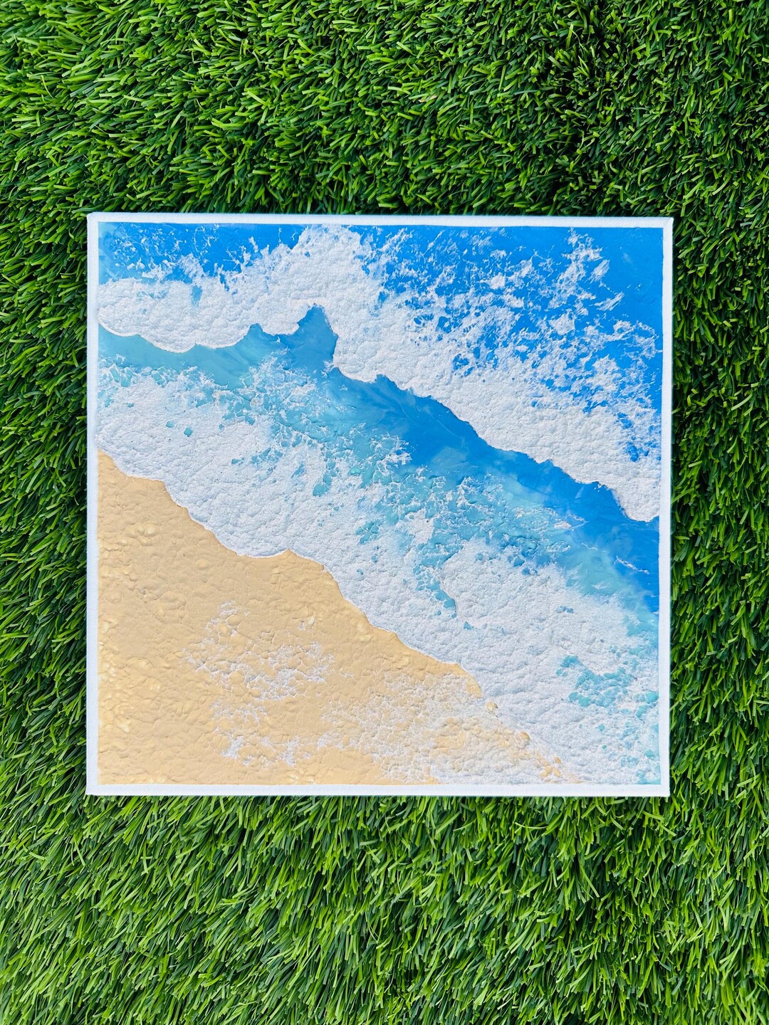 Foamy Ocean Waves, Textured Turquoise & Blue Canvas That Looks Amazing ...