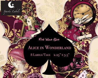 Watercolor Alice in Wonderland Printable Labels Gift Tags | Etsy