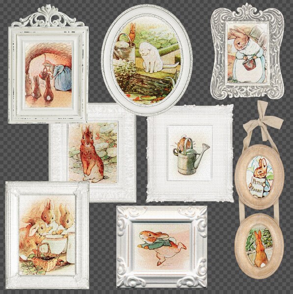 Framed Vintage Peter Rabbit Clip Art, Whitewashed Frames, Vintage ...