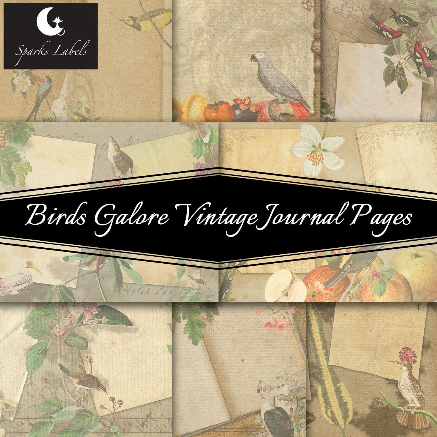 Birds Galore Vintage Junk Journal Pages, Printable Ephemera Digital ...