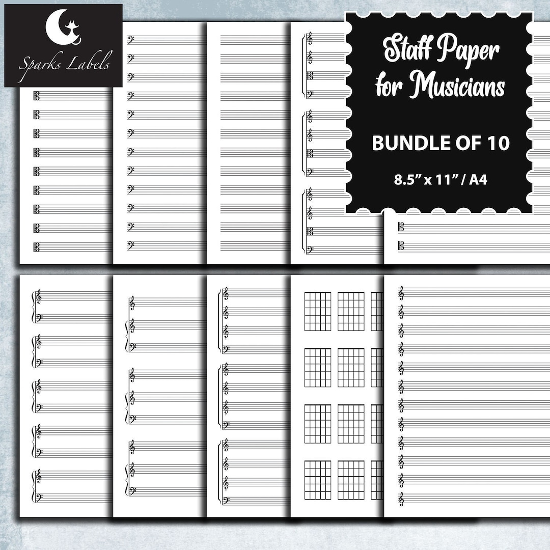 Blank Staff Paper for Musicians - Printable, Piano, Violin, Instruments ...