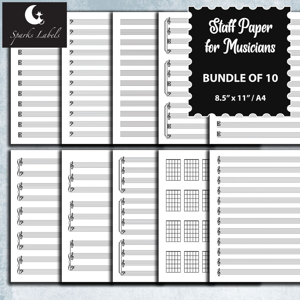 Blank Staff Paper for Musicians - Printable, Piano, Violin, Instruments ...