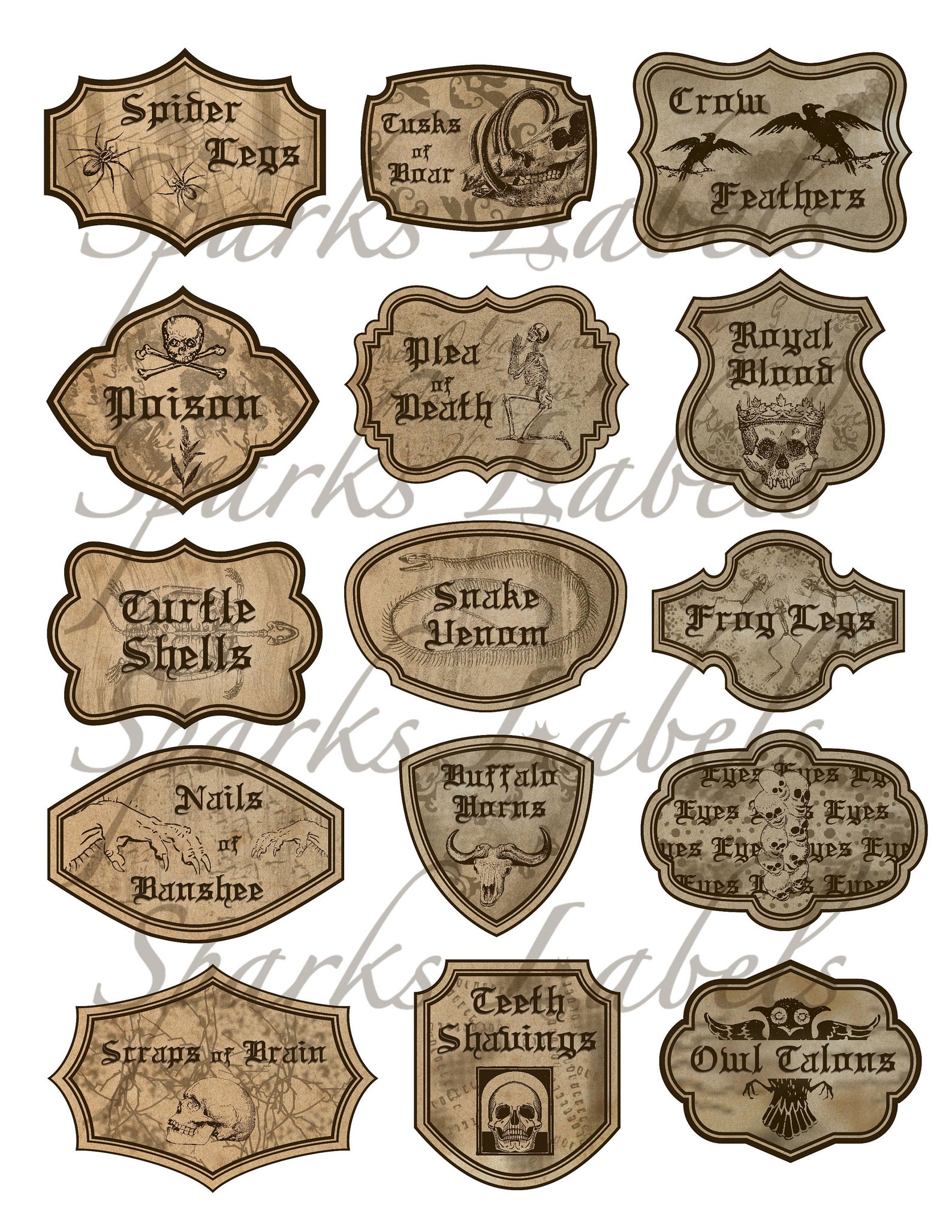 Apothecary Halloween Jar Labels, Printable, Digital Download, Junk ...