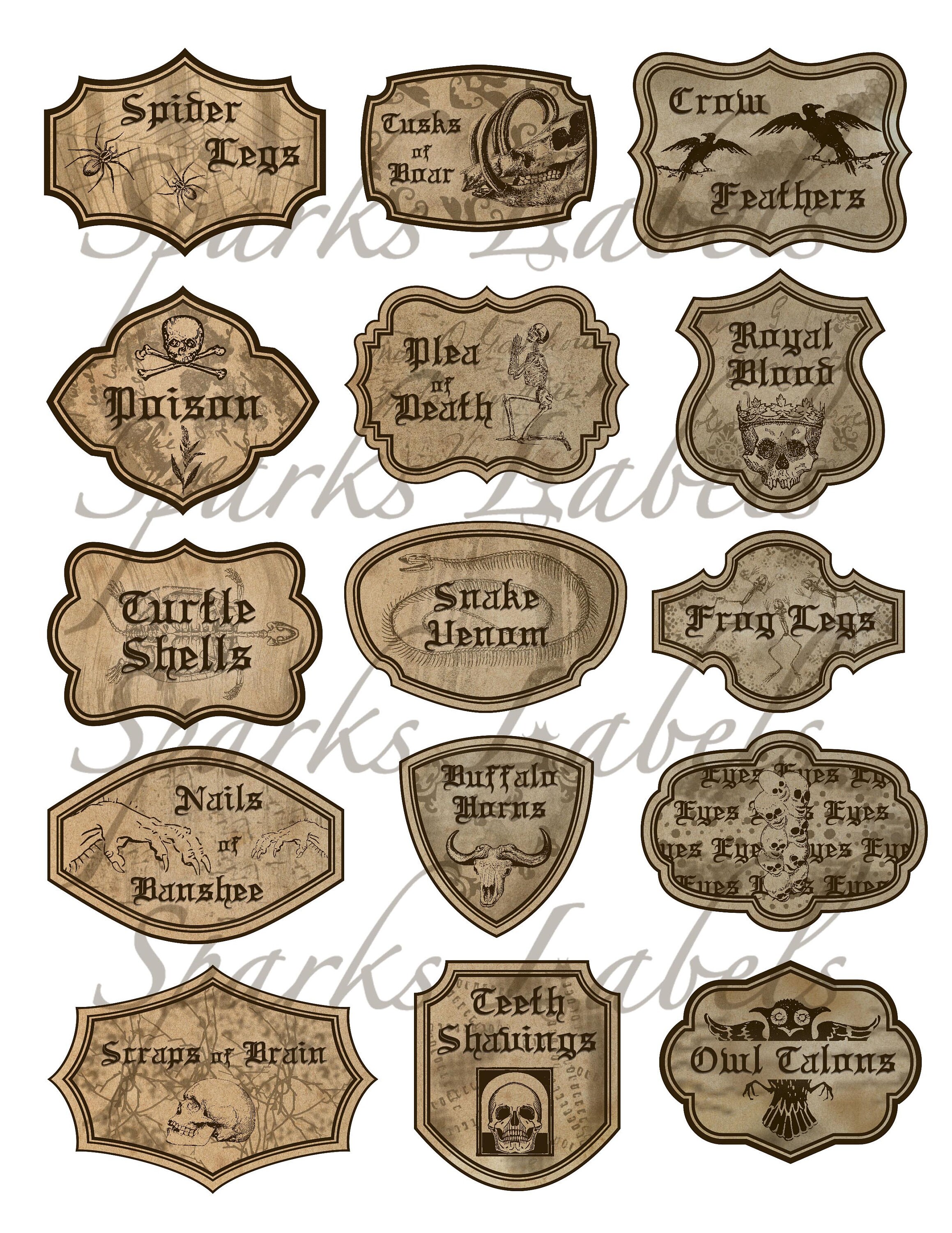 Apothecary Halloween Jar Labels, Printable, Digital Download, Junk ...