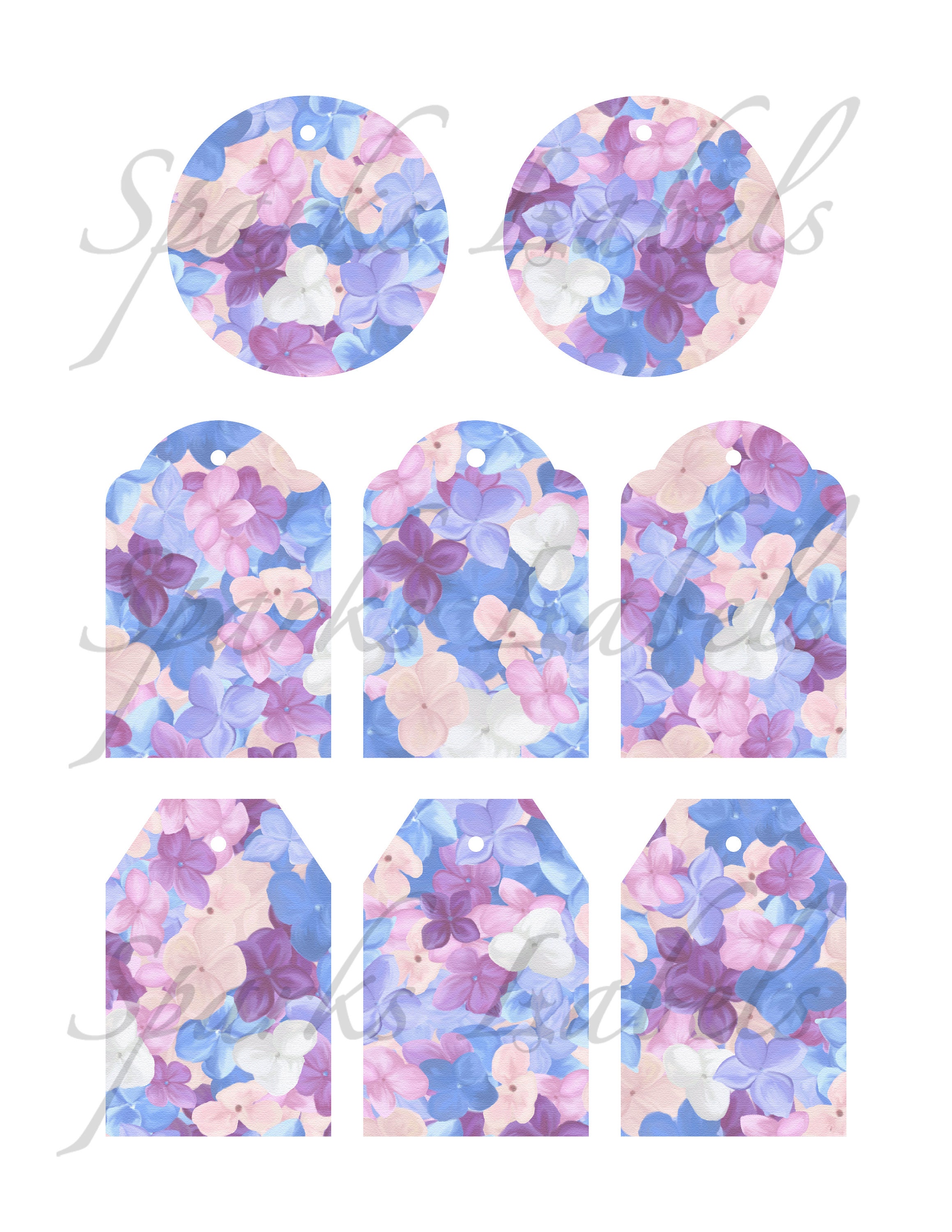 Editable Hydrangea Gift Tags, Any Occasion Labels, Digital/instant ...