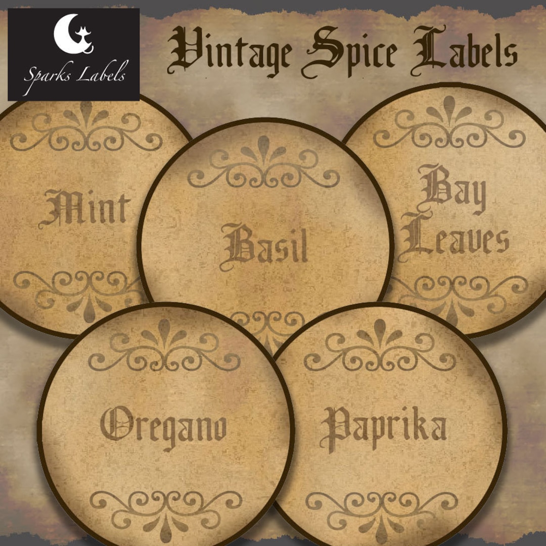 Vintage Spice Labels - Digital Download - Customizable - Etsy
