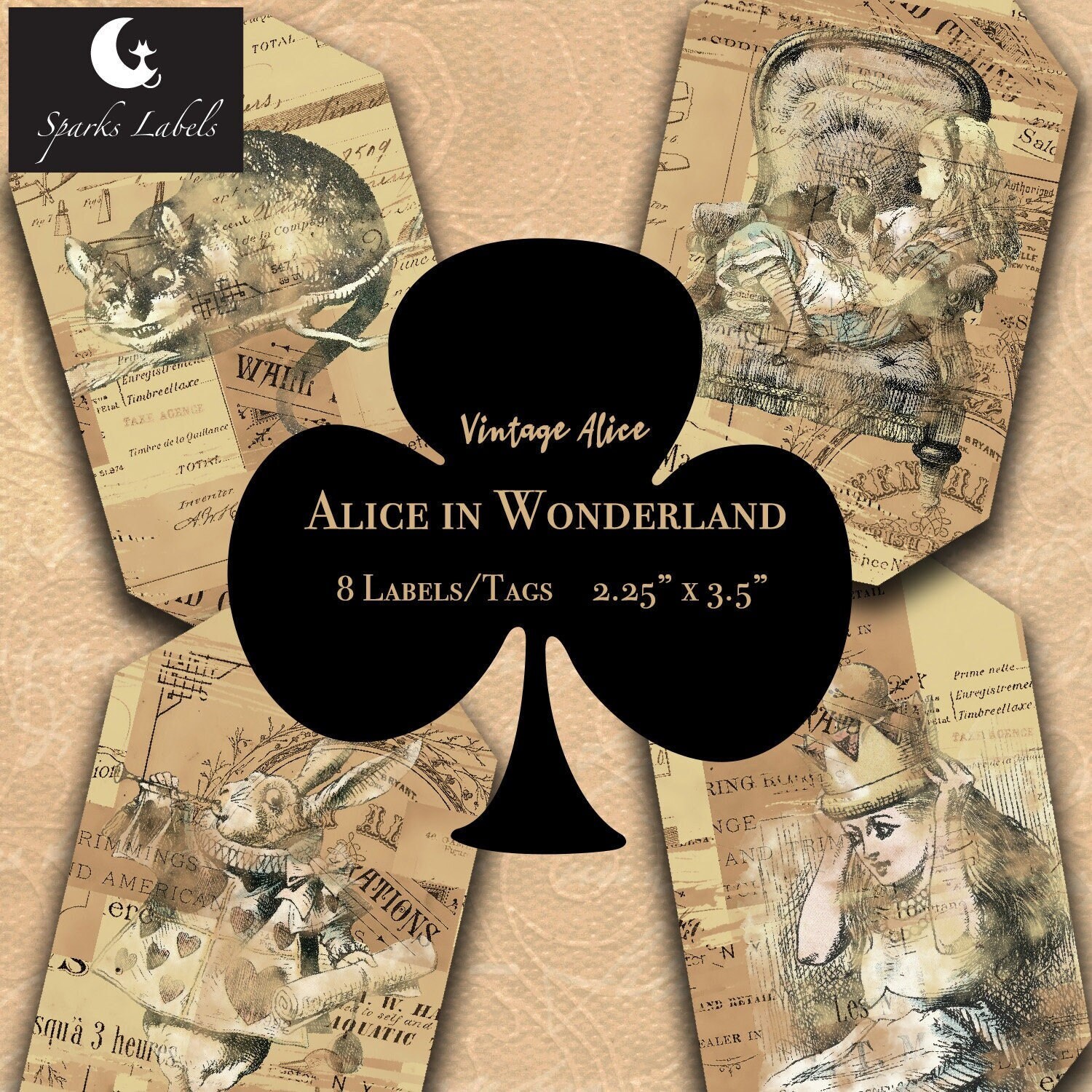 Vintage Alice in Wonderland Printable Labels/gift Tags, Digital ...