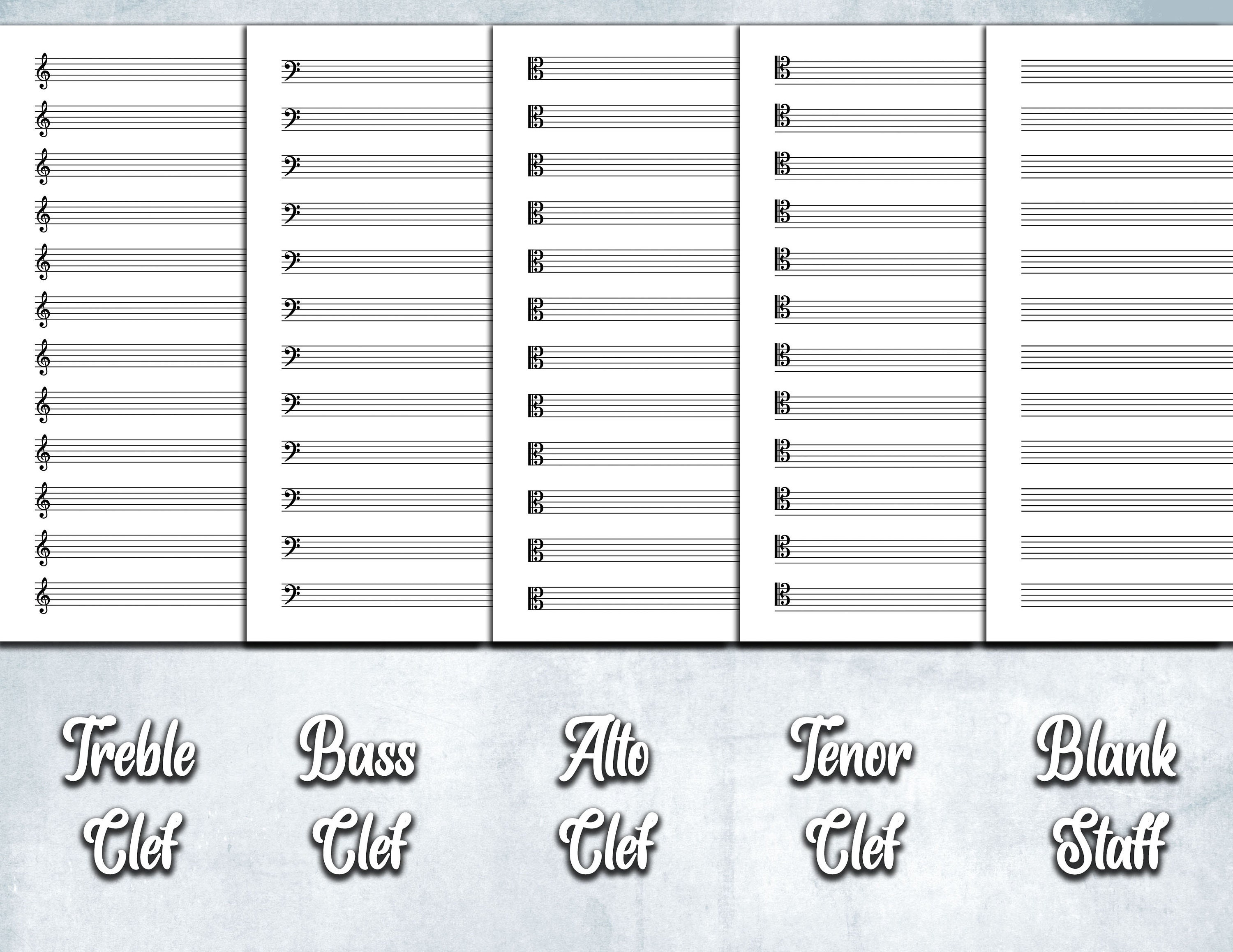 Blank Staff Paper for Musicians - Printable, Piano, Violin, Instruments ...