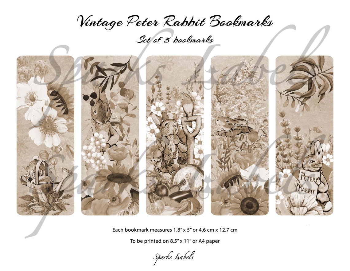 Peter Rabbit Vintage Bookmarks, Printable, Digital Download, Antique ...