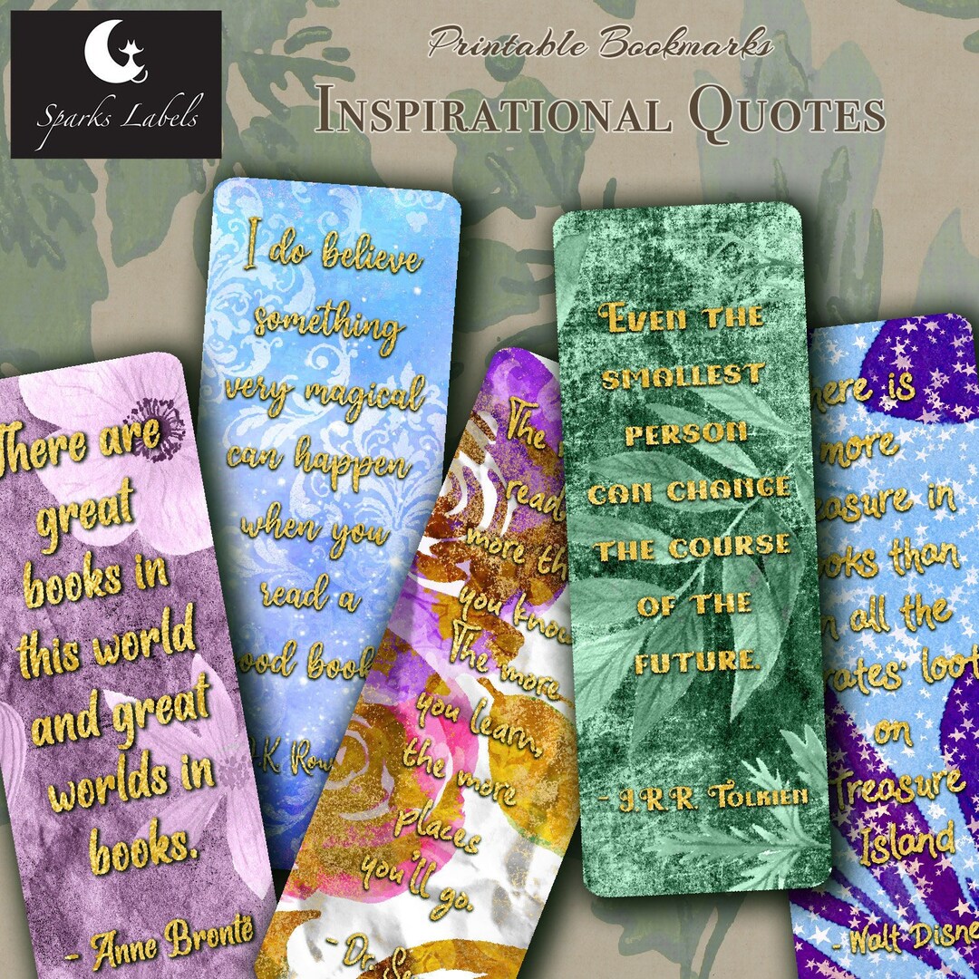 Bookmarks Gold Inspirational Quotes, Printable, Digital Download ...