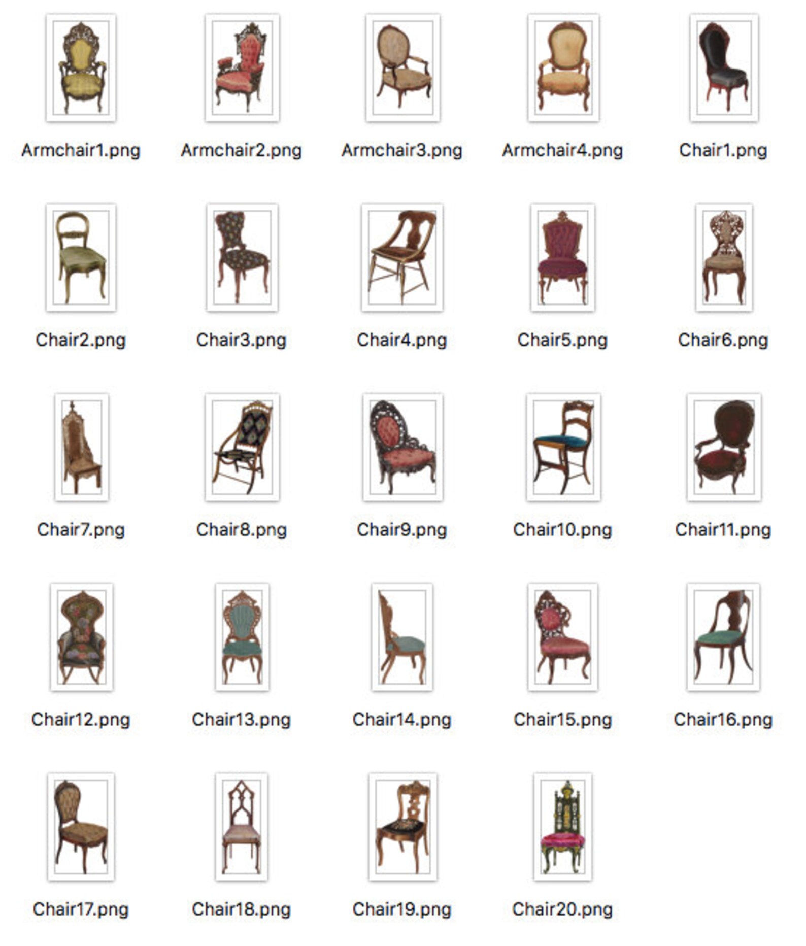 Vintage Victorian Chairs Clip Art, Illustrations, 24 Elements ...