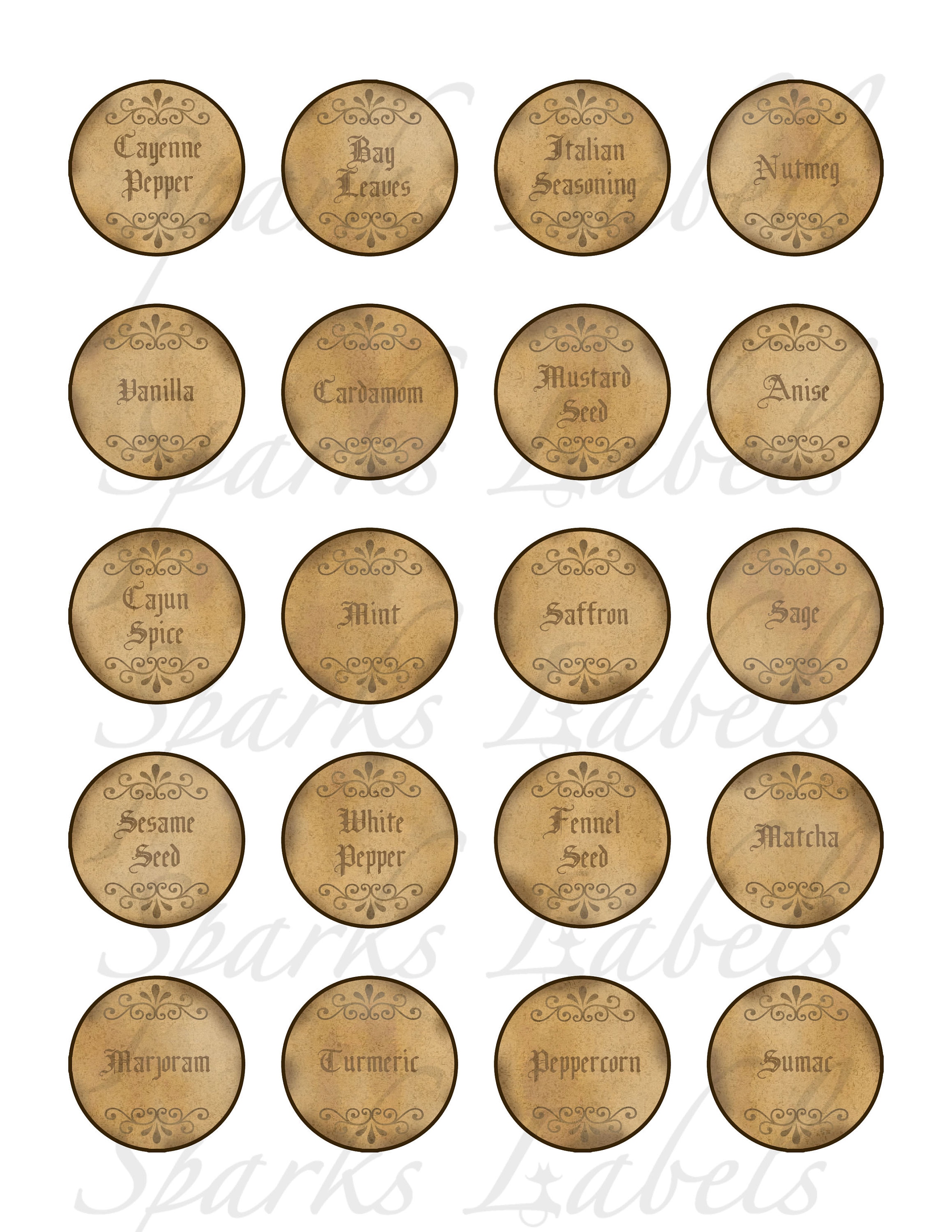 Vintage Spice Labels - Digital Download - Customizable - Etsy