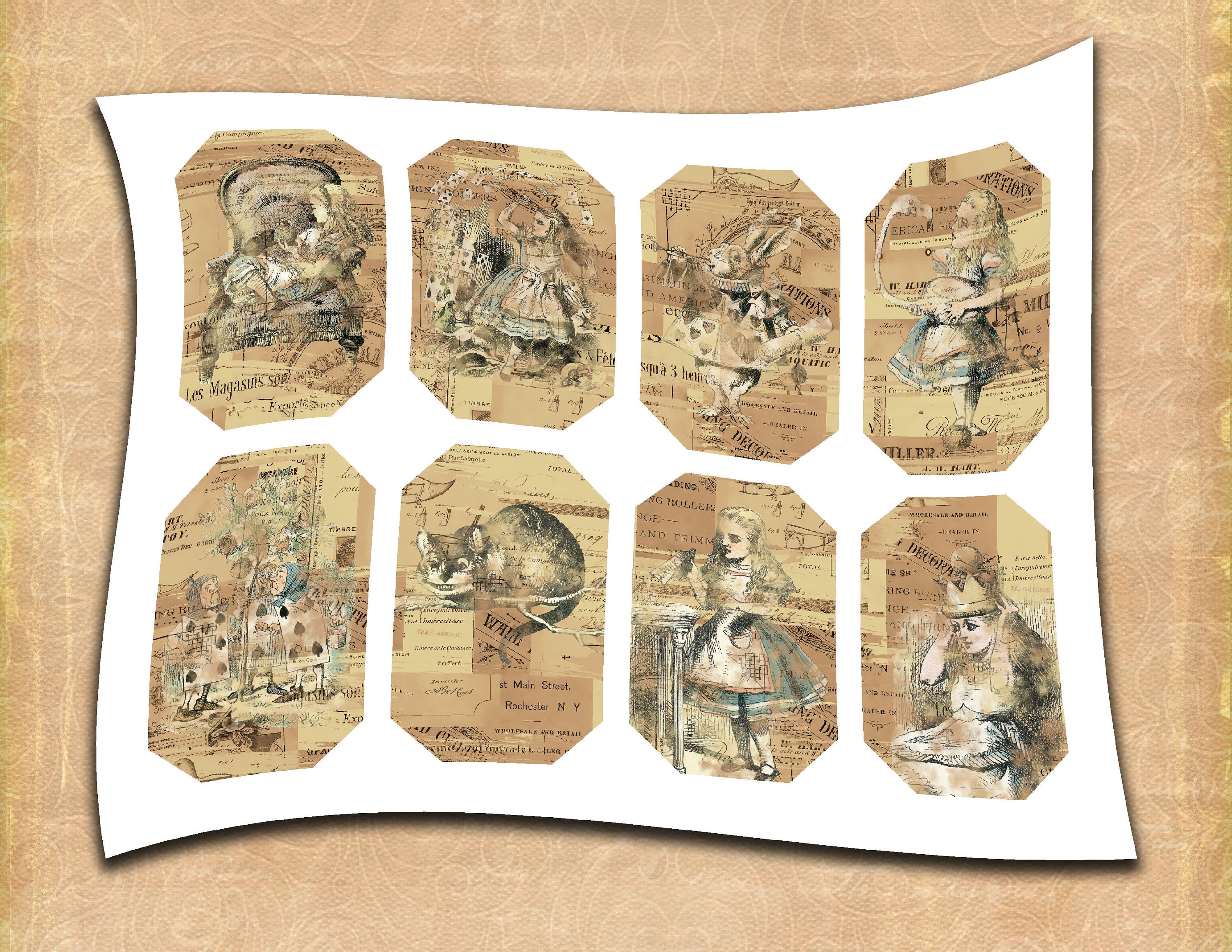 Vintage Alice in Wonderland Printable Labels/gift Tags, Digital ...