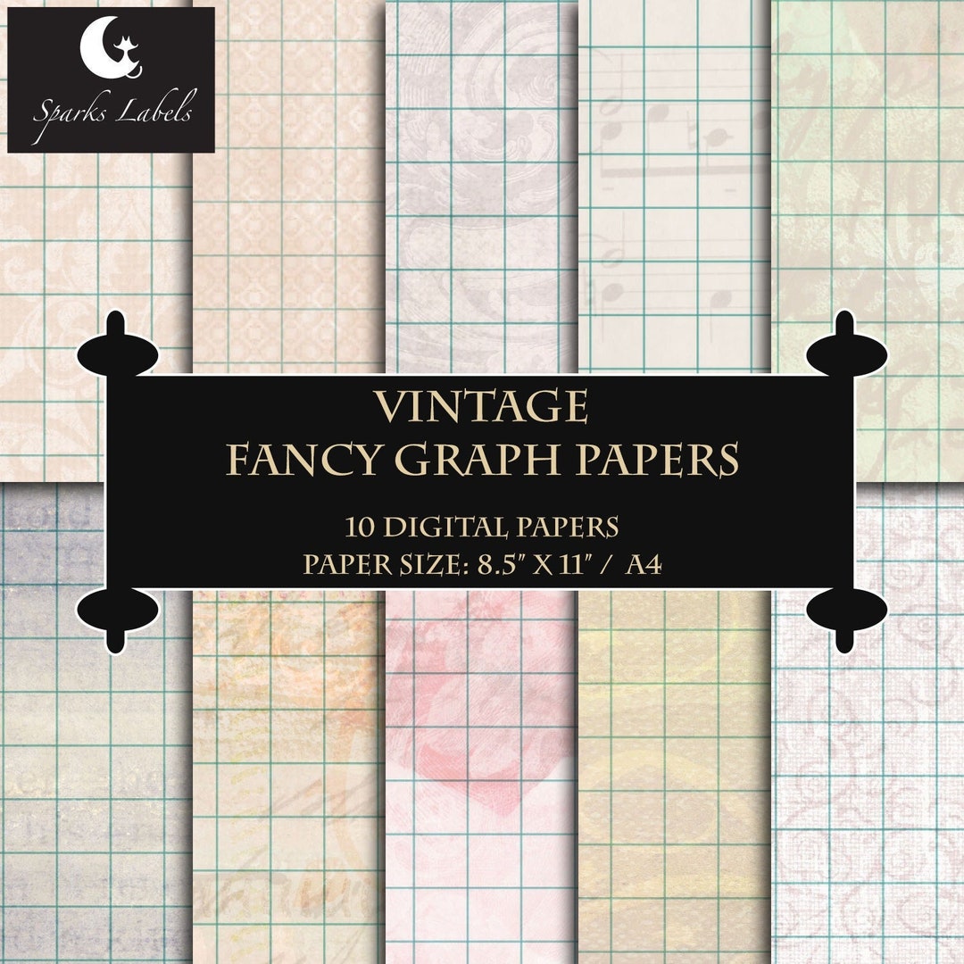 Vintage Fancy Graph Papers, Printable Backgrounds, Digital Papers ...