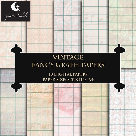 Vintage Fancy Graph Papers Printable Backgrounds Digital | Etsy