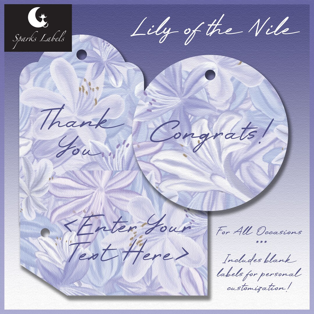 Editable Lilies of the Nile, Lily Gift Tags, All Occasion Labels ...