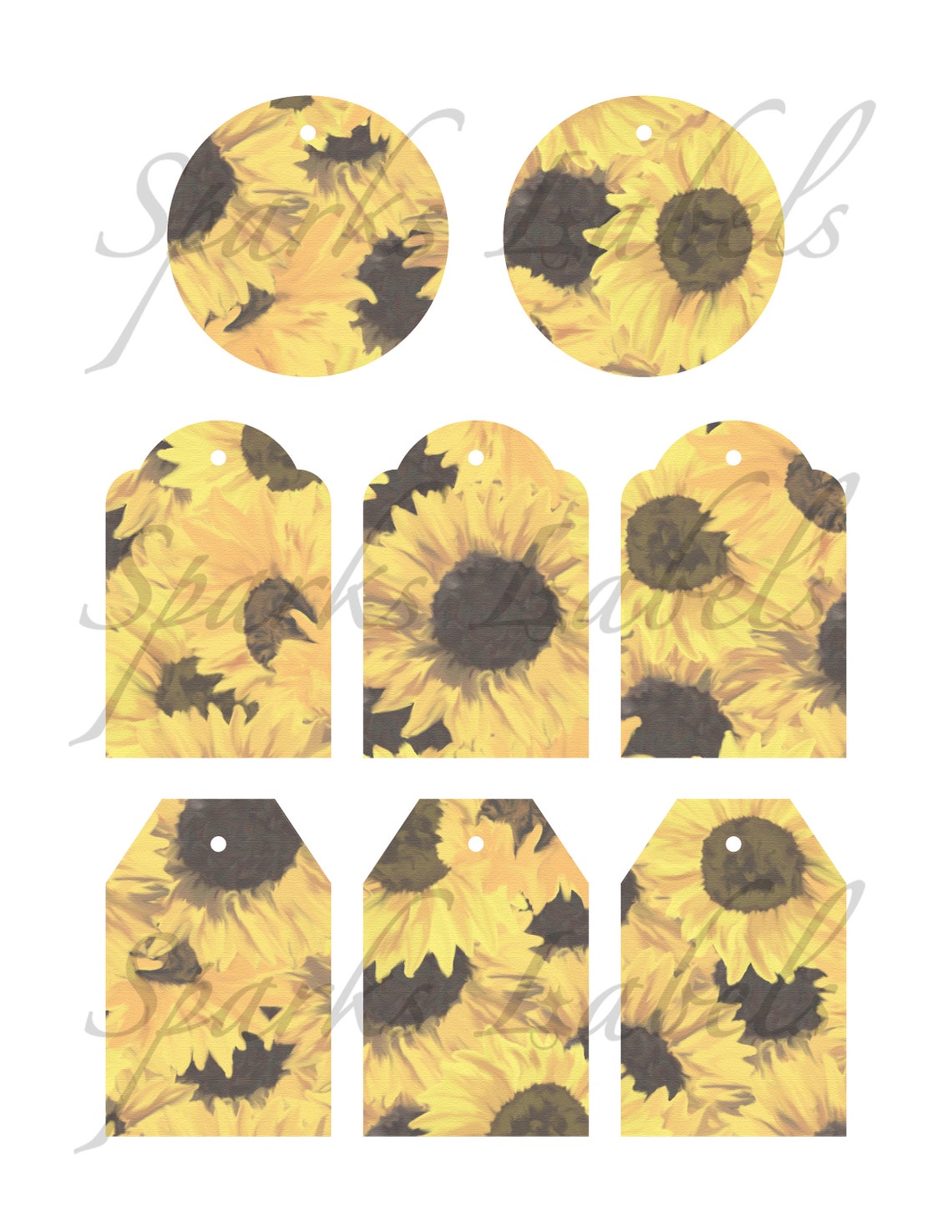 Editable Sunflower Gift Tags, Printable Any Occasion Labels, Instant ...
