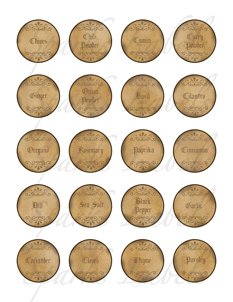 Vintage Spice Labels - Digital Download - Customizable - Etsy