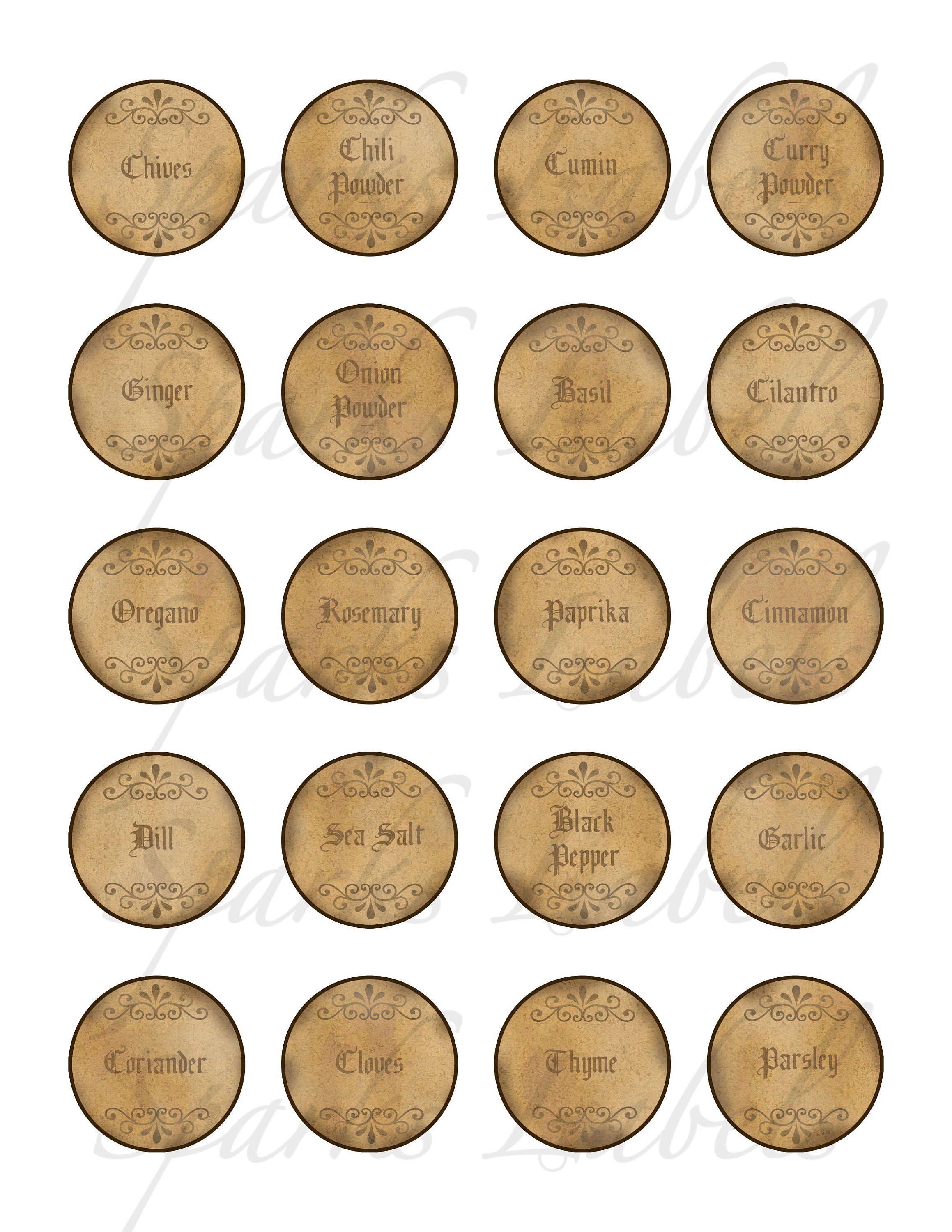 Vintage Spice Labels - Digital Download - Customizable - Etsy
