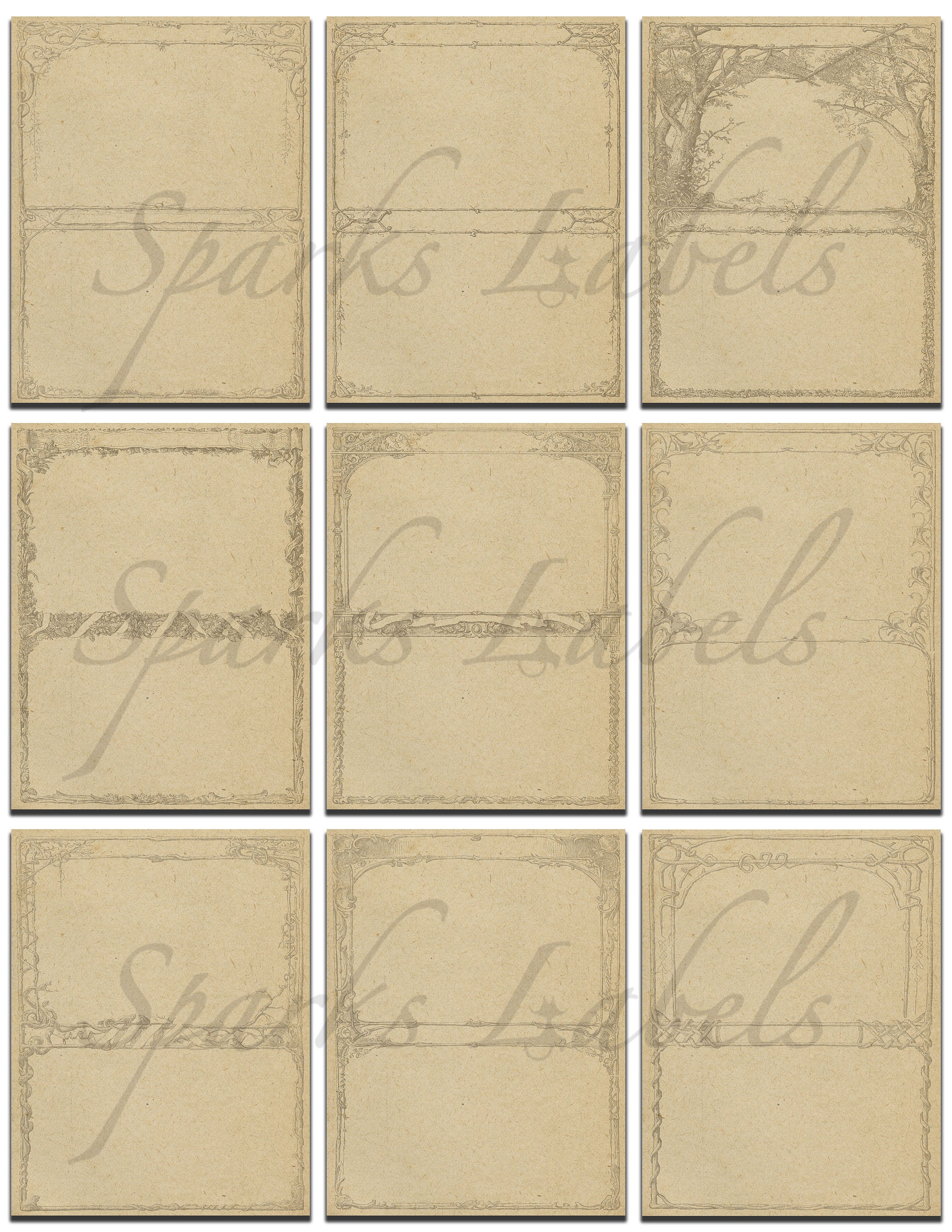 Vintage Two-panel Ornate Borders Letter Paper Vol. 1, Scrapbooking ...