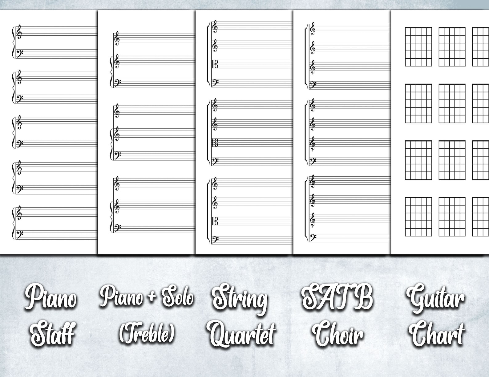 Blank Staff Paper for Musicians - Printable, Piano, Violin, Instruments ...