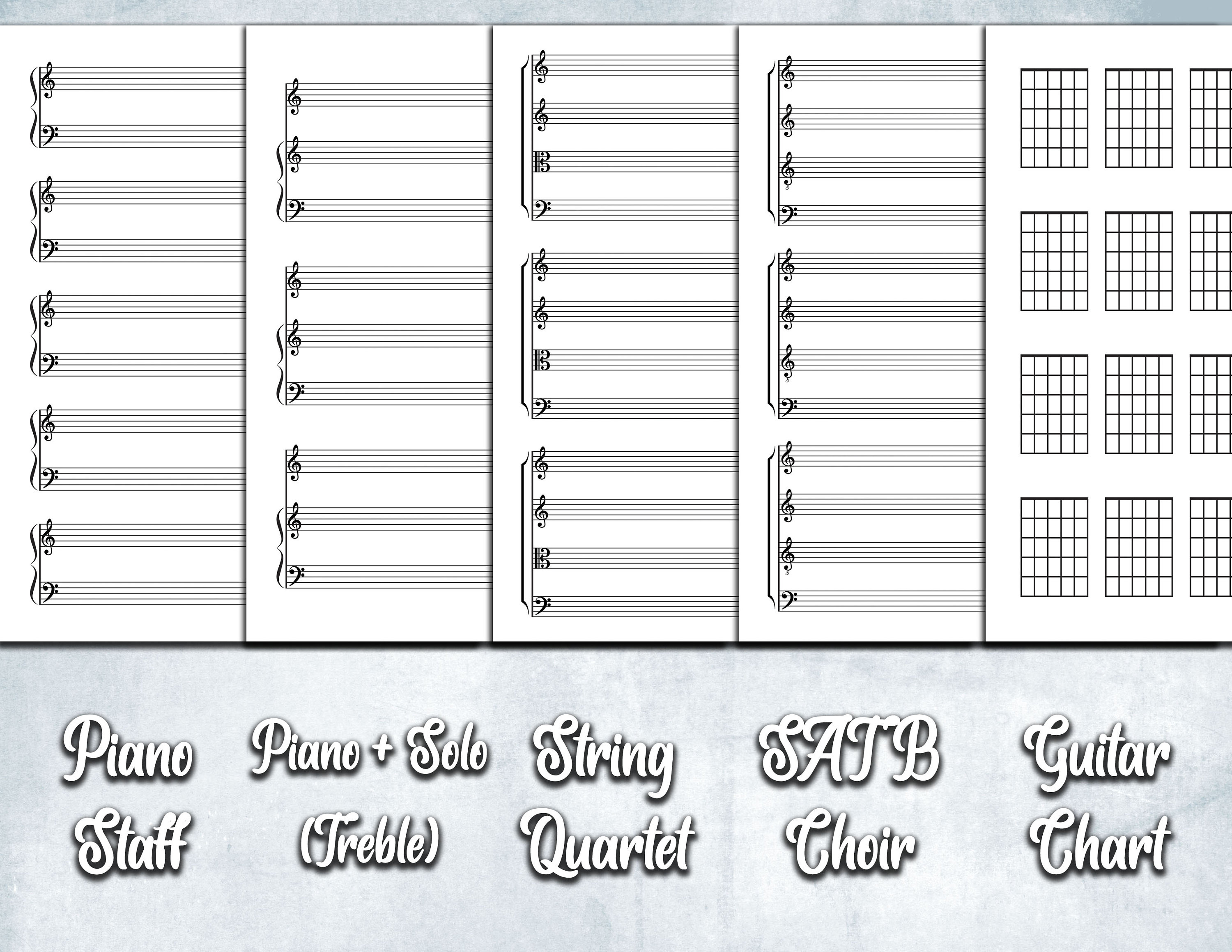 Blank Staff Paper for Musicians - Printable, Piano, Violin, Instruments ...