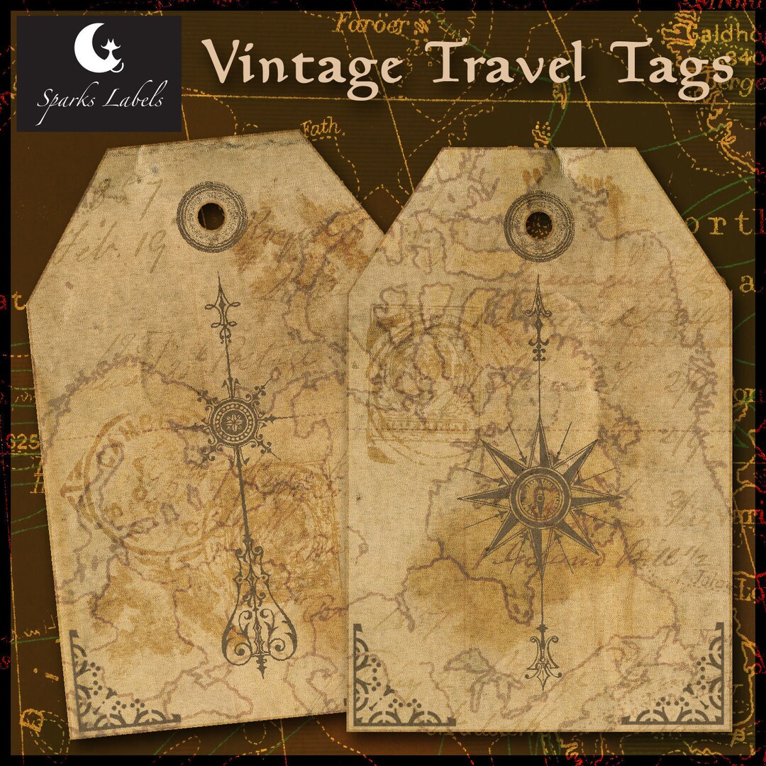 Vintage Travel Tags, Printable, Luggage Tags, Junk Journal Ephemera ...
