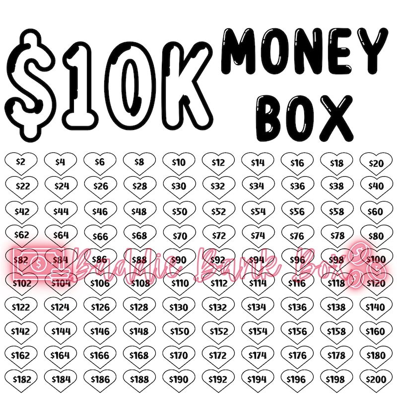 10k Money Box Template - Etsy
