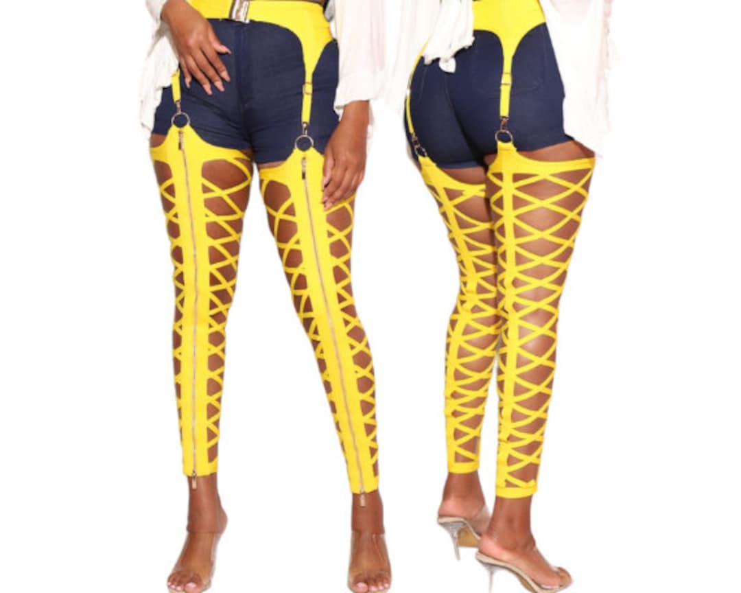 Yellow Bandage Leggings Chaps Lingerie Trousers Full Leg - Etsy