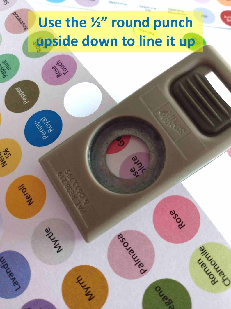 Page of 125 Different Essential Oil Bottle Top Cap EO Labels 1/2 Inch ...