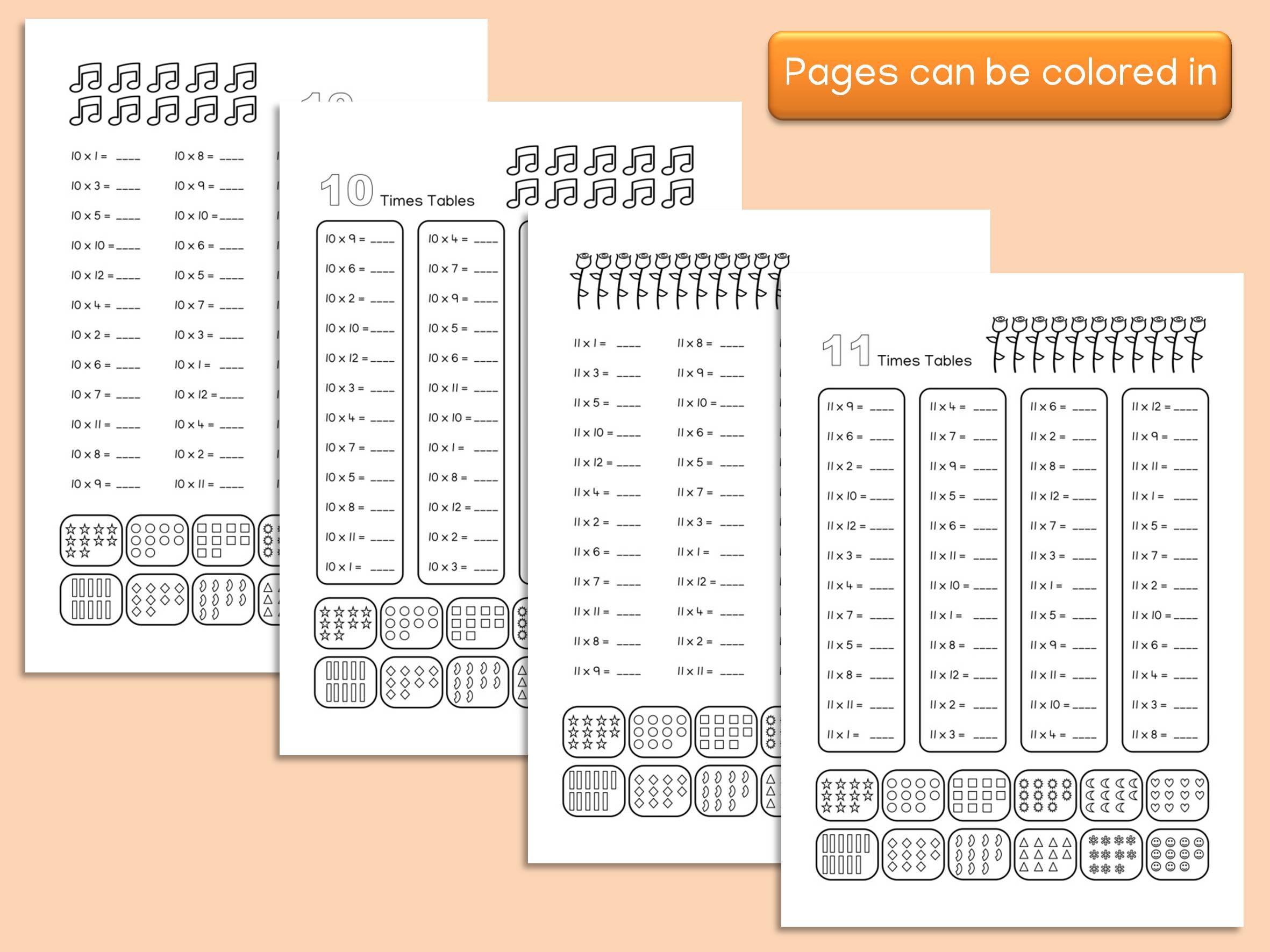 Times Tables Printable Worksheets X8 up to X12, Kids Learning Home ...