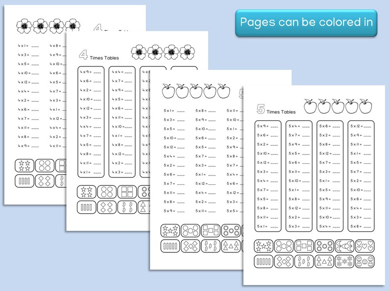 Times Tables Printable Worksheets X2 up to X7, Make Math Fun, Home ...