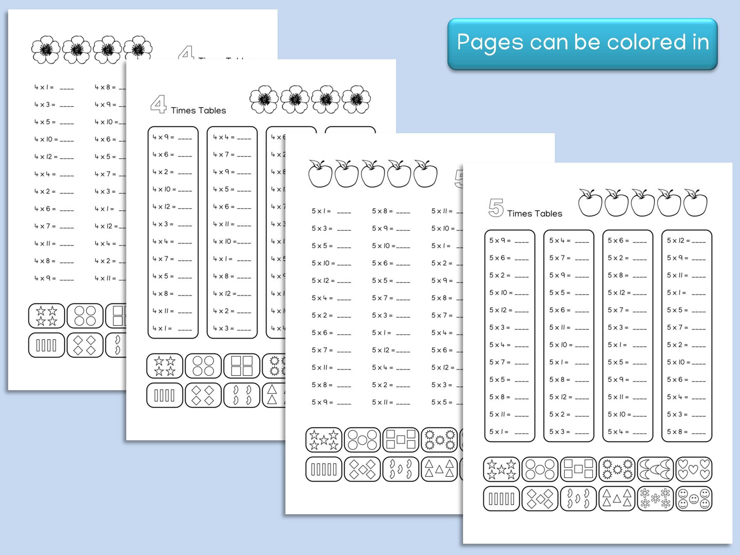 Tablas de multiplicar Hojas de trabajo imprimibles x2 hasta - Etsy México