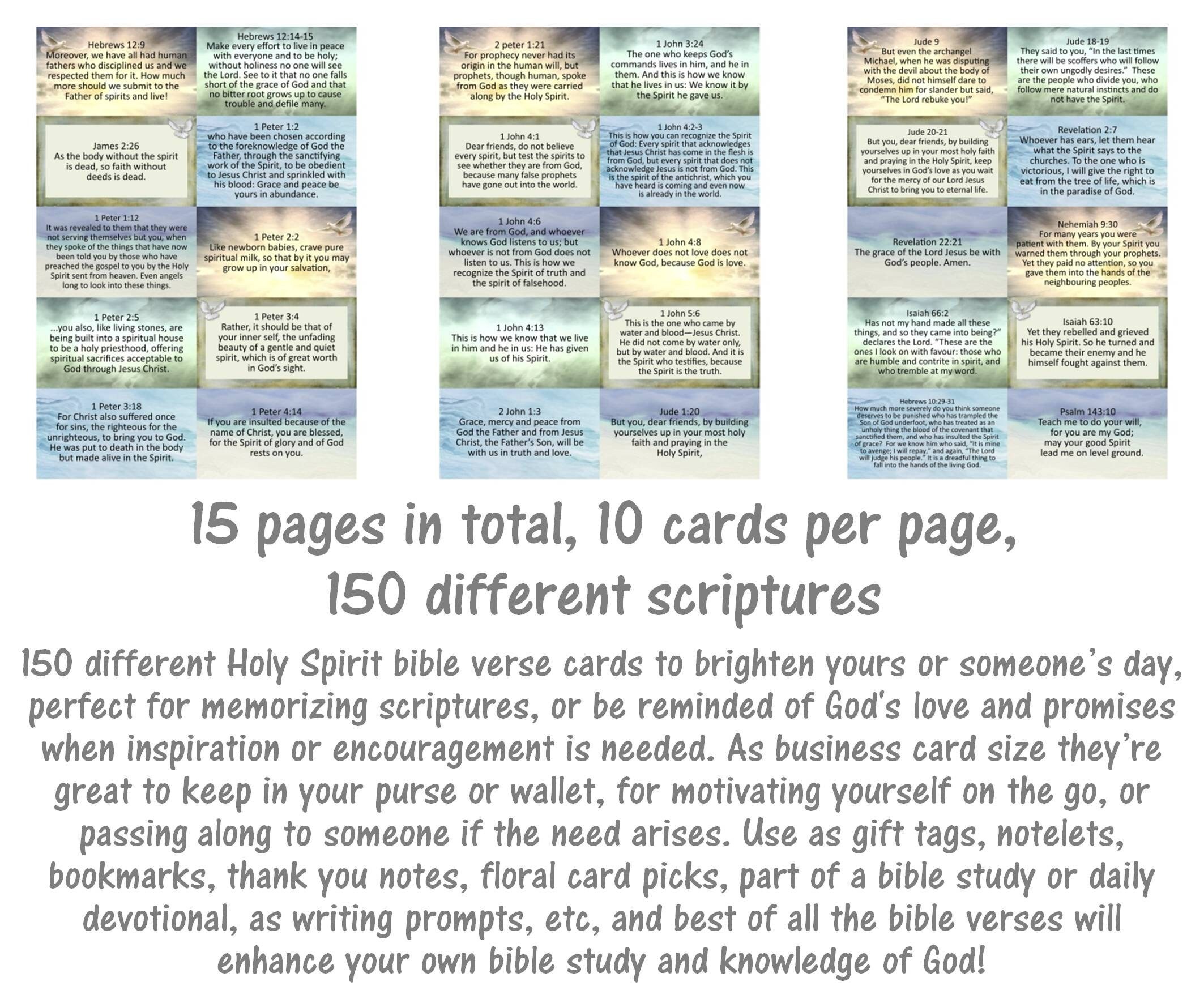 150 Printable Assorted Bible Verse Cards Holy Spirit God Christian ...