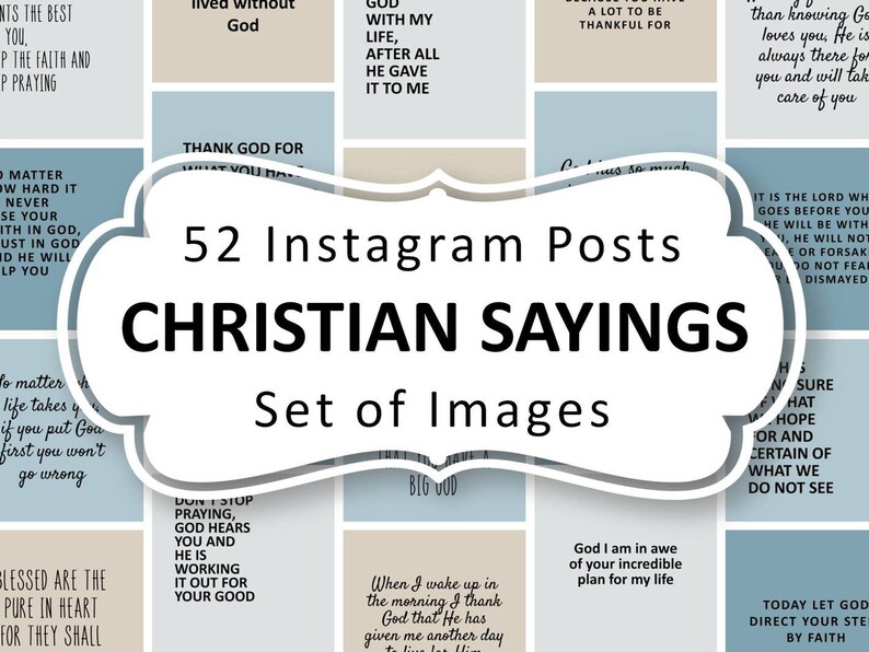 52 INSTAGRAM POSTS SET, Christian Sayings Lifestyle Social Media Images ...