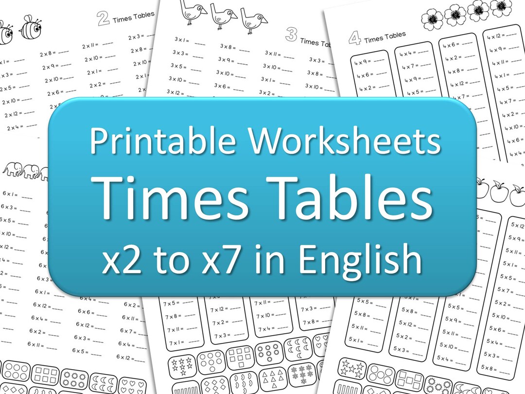 Times Tables Printable Worksheets X2 up to X7, Make Math Fun, Home ...