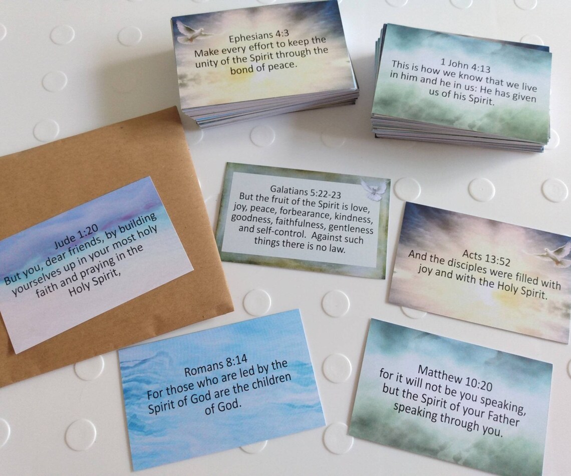 150 Printable Assorted Bible Verse Cards Holy Spirit God Christian ...