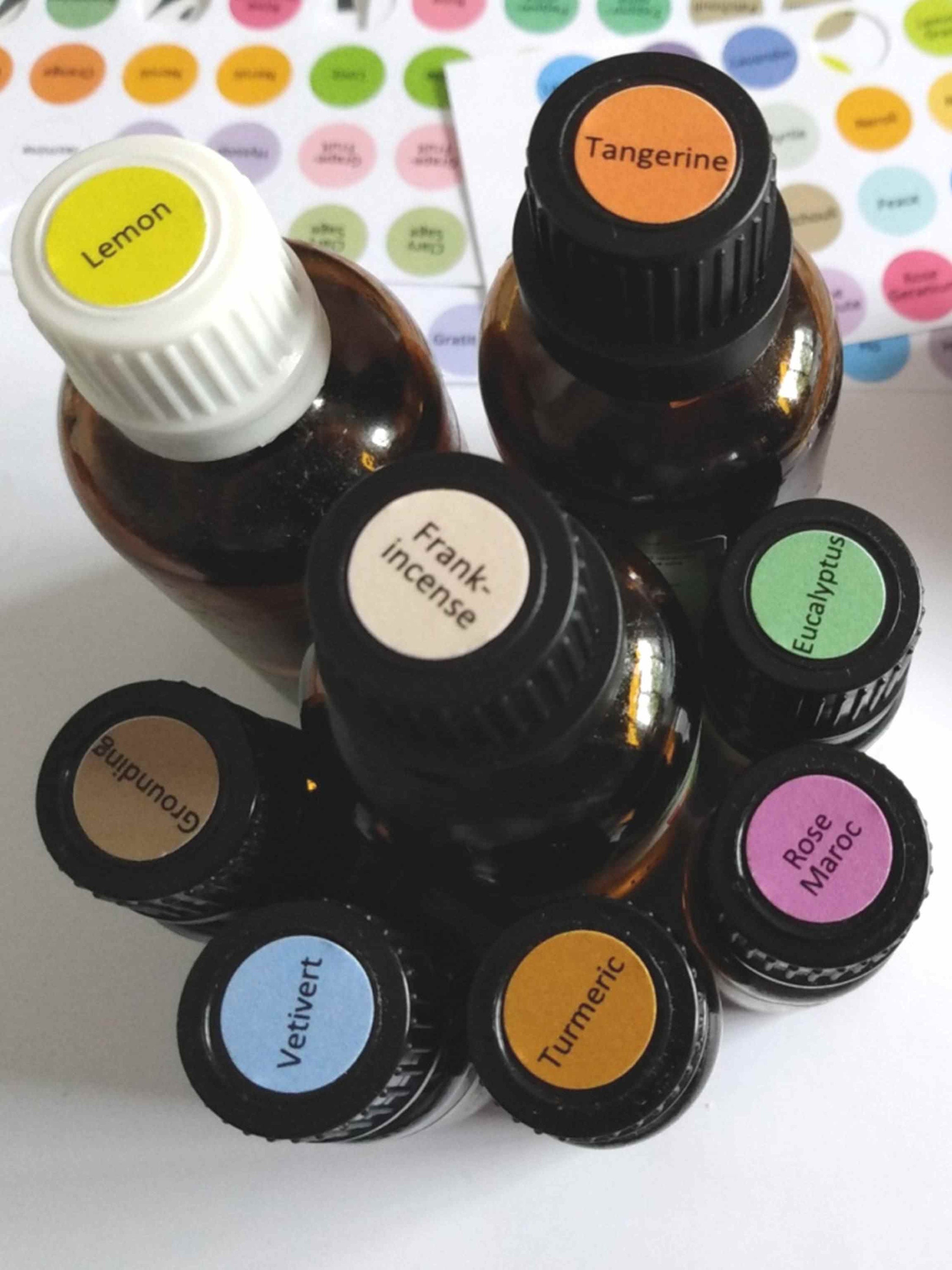 Page of 125 Different Essential Oil Bottle Top Cap EO Labels 1/2 Inch ...