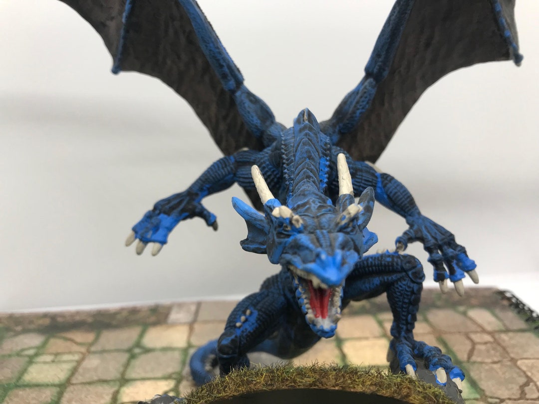 Painted Blue Dragon Miniature - Tabletop RPG, Dungeons and Dragons, D&D ...