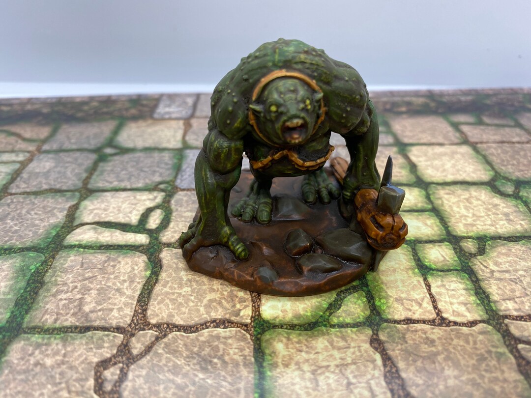 3D Printed Painted Cavern Troll Miniature Tabletop RPG, Dungeons and ...