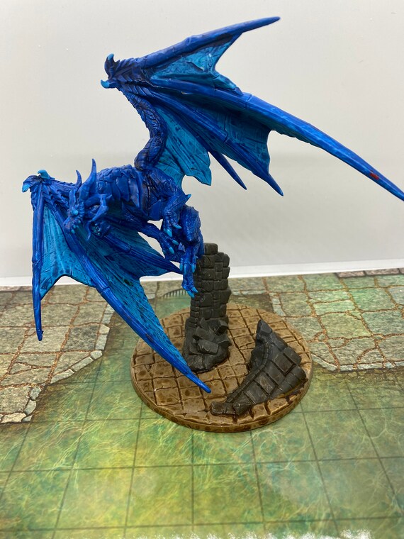 Painted 3D Printed Blue Ice Dragon Miniature Tabletop RPG - Etsy