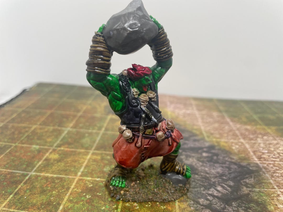 Painted Rock Throwing Ogre Miniature - Tabletop RPG, Dungeons and ...