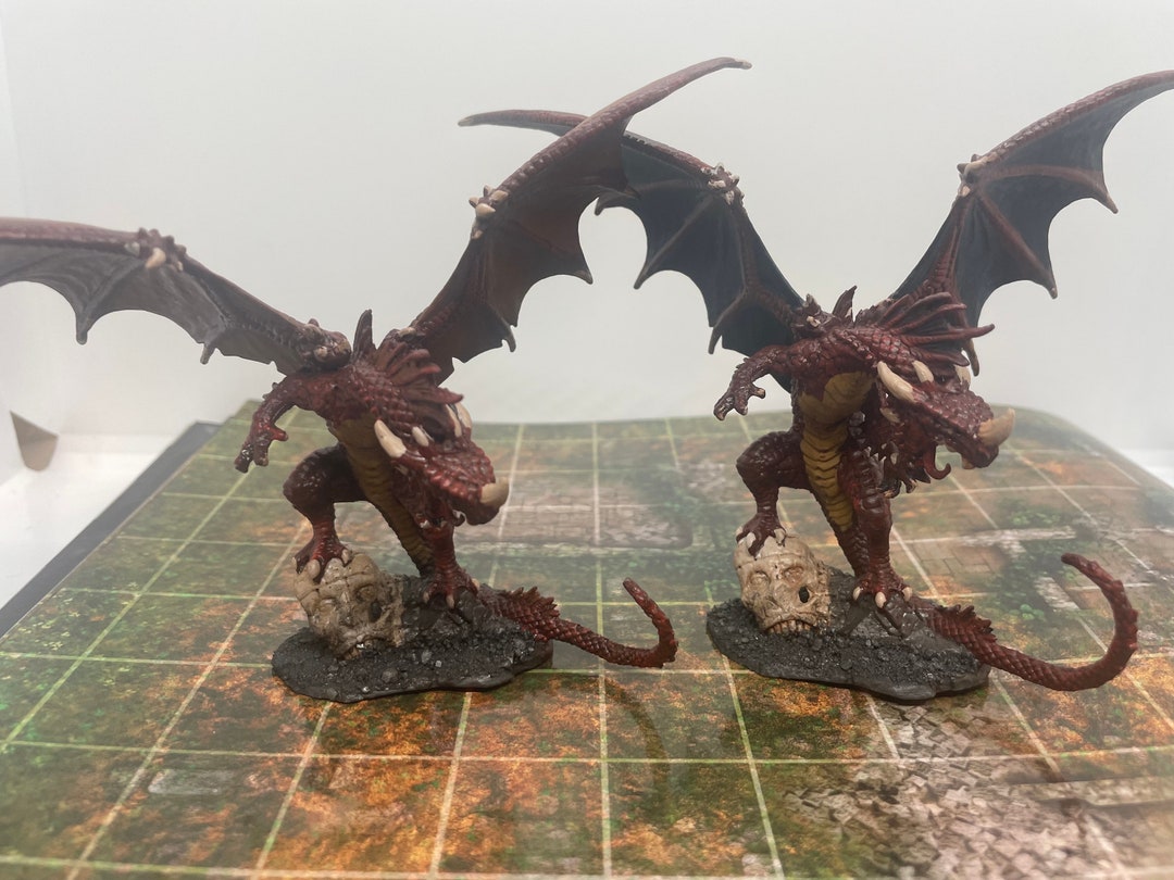 Painted Red Dragon Miniature - Tabletop RPG, Dungeons and Dragons, D&D ...