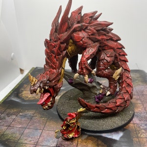 Painted 3D Printed Delani Depths Dragon Miniature - Tabletop RPG, Dungeons and Dragons, D&D, Dnd ...